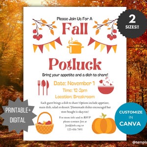 Autumn Potluck Flyer Template Potluck Invitation Flyer Neighborhood ...