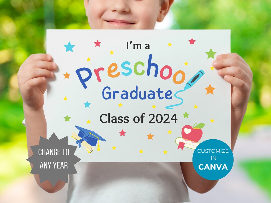 Editable Preschool Graduation Sign Template Last Day of Preschool ...