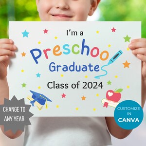 Editable Preschool Graduation Sign Template Last Day of Preschool ...