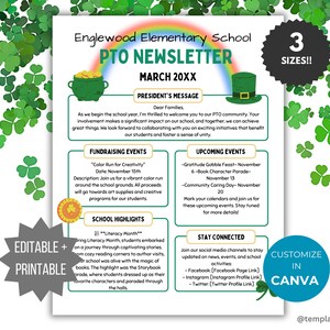 March PTA Newsletter Flyer Printable PTO School Newsletter Flyer ...