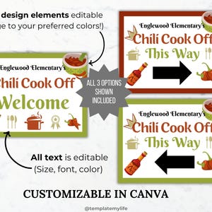 Chili Cook off Event Signs Template Bundle PTO School Fall Party ...