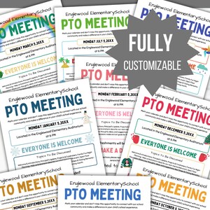 PTO Meeting Flyer Template Bundle Seasonal Pto Flyer Editable Pto ...