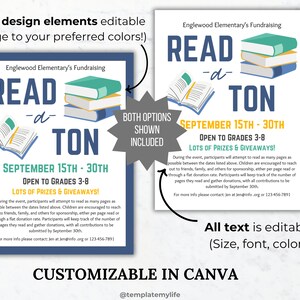 Editable Literacy Fundraiser Flyer Printable School Fundraiser Poster ...