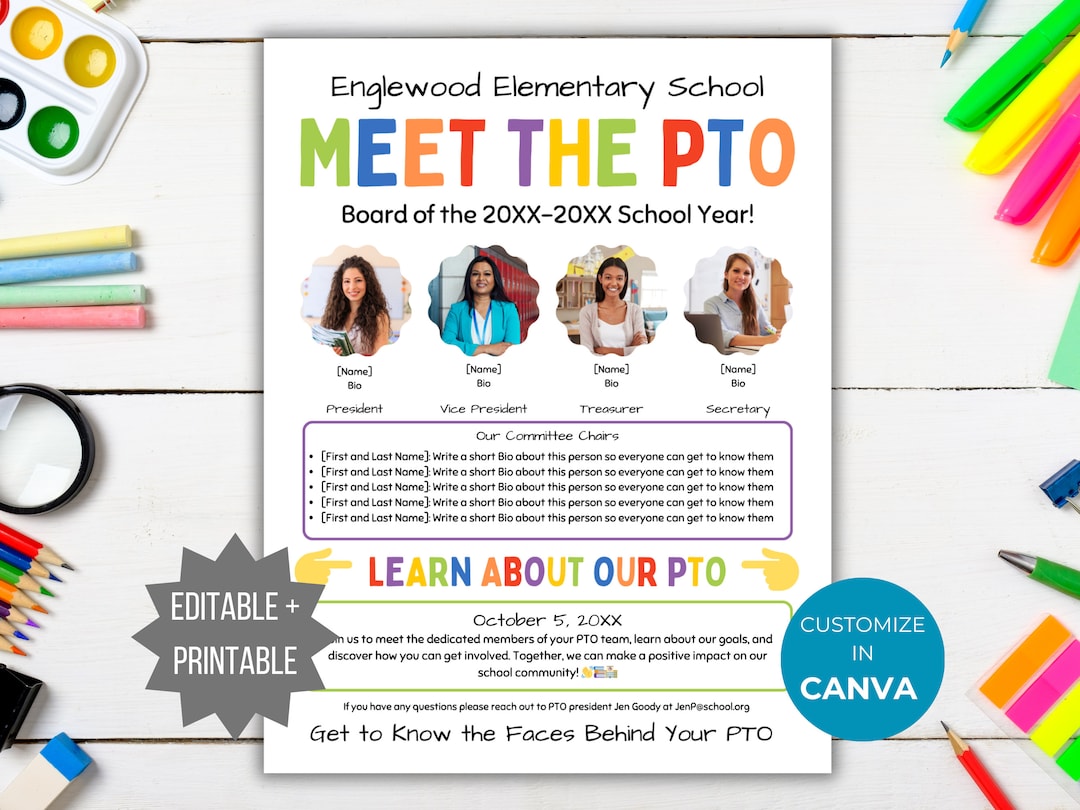 Meet the PTA Flyer Meet the PTO Template Meet the Pto Board Handout ...