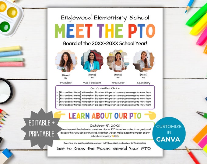 Editable Meet the PTA Flyer, Meet the PTO Form, Meet the Parent Teacher ...