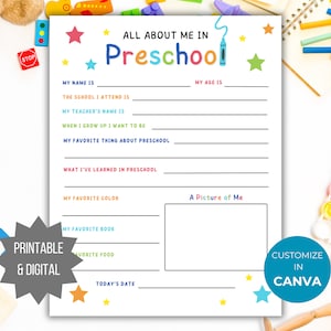 Editable All About Me Preschool Printable Worksheet Kid School ...