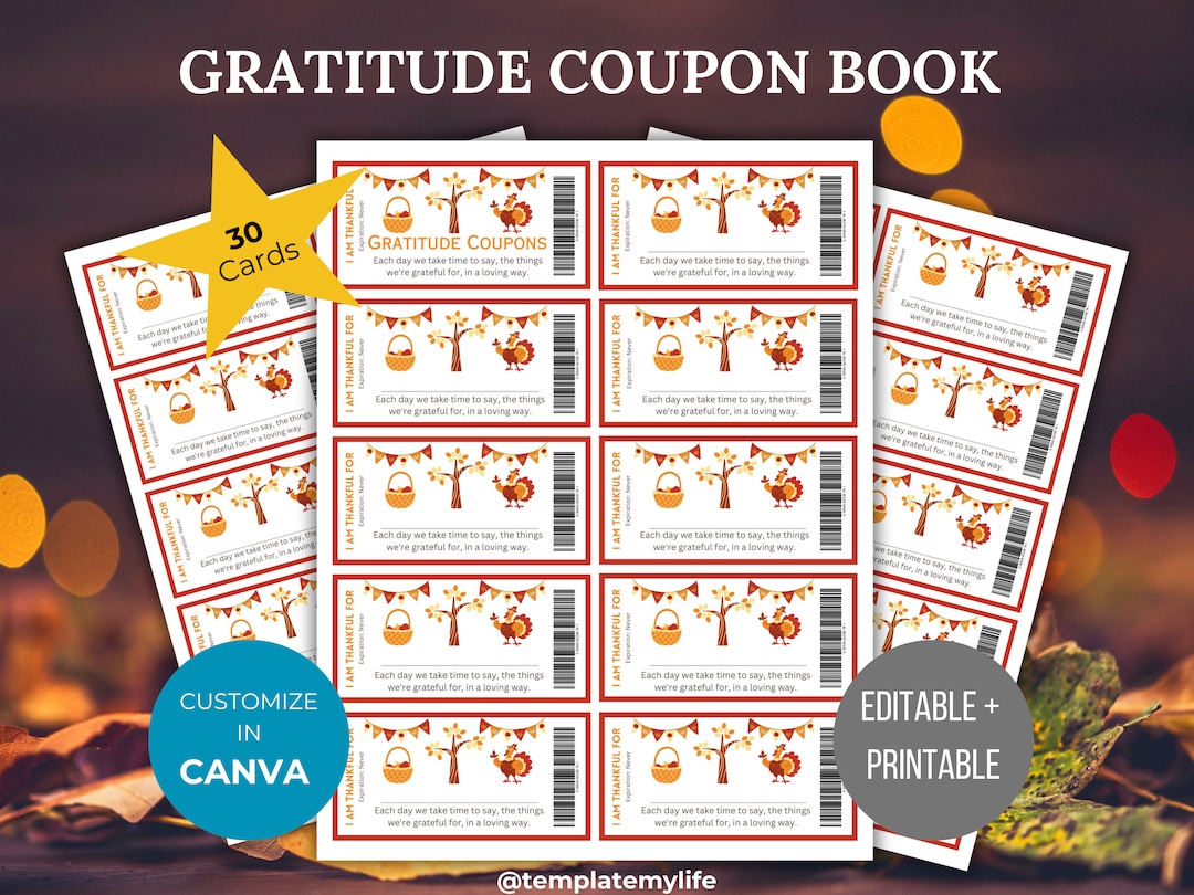 Cupones imprimibles de Acción de Gracias para niños Actividad de Acción ...