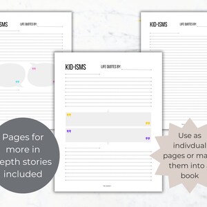 Kids Keepsake Journal Printable Childhood Memory Keepsake Kid Quotes ...