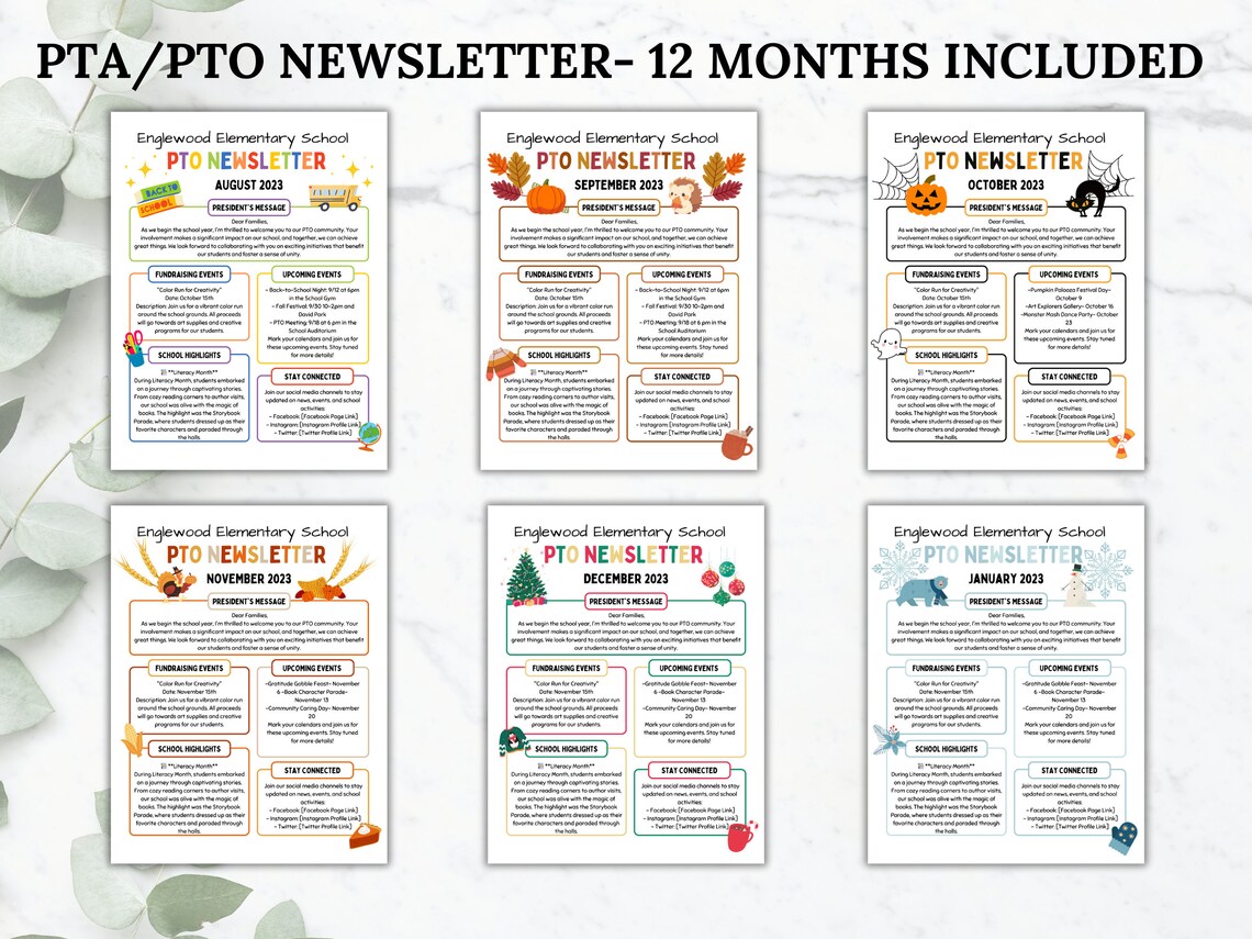 PTA Flyers Bundle Pto Template Pta Newsletter Flyer Editable - Etsy