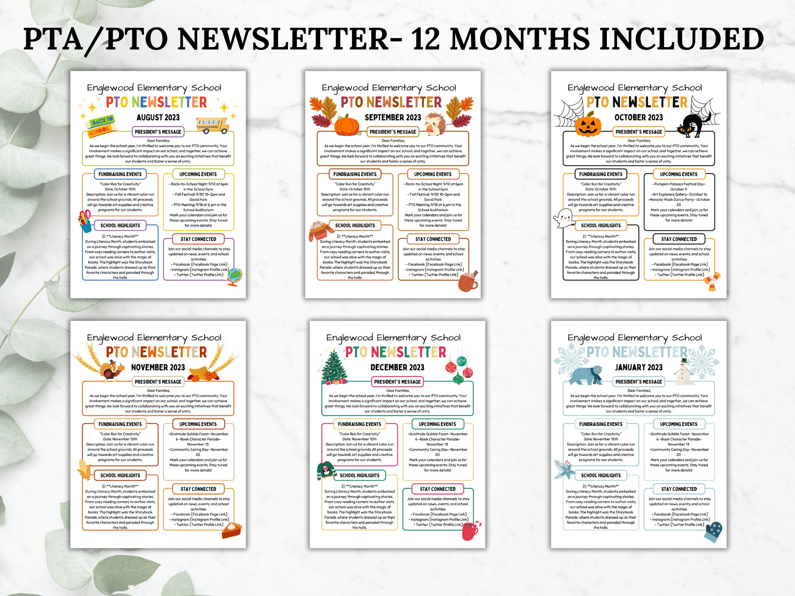PTA Flyers Bundle Pto Template Pta Newsletter Flyer Editable - Etsy