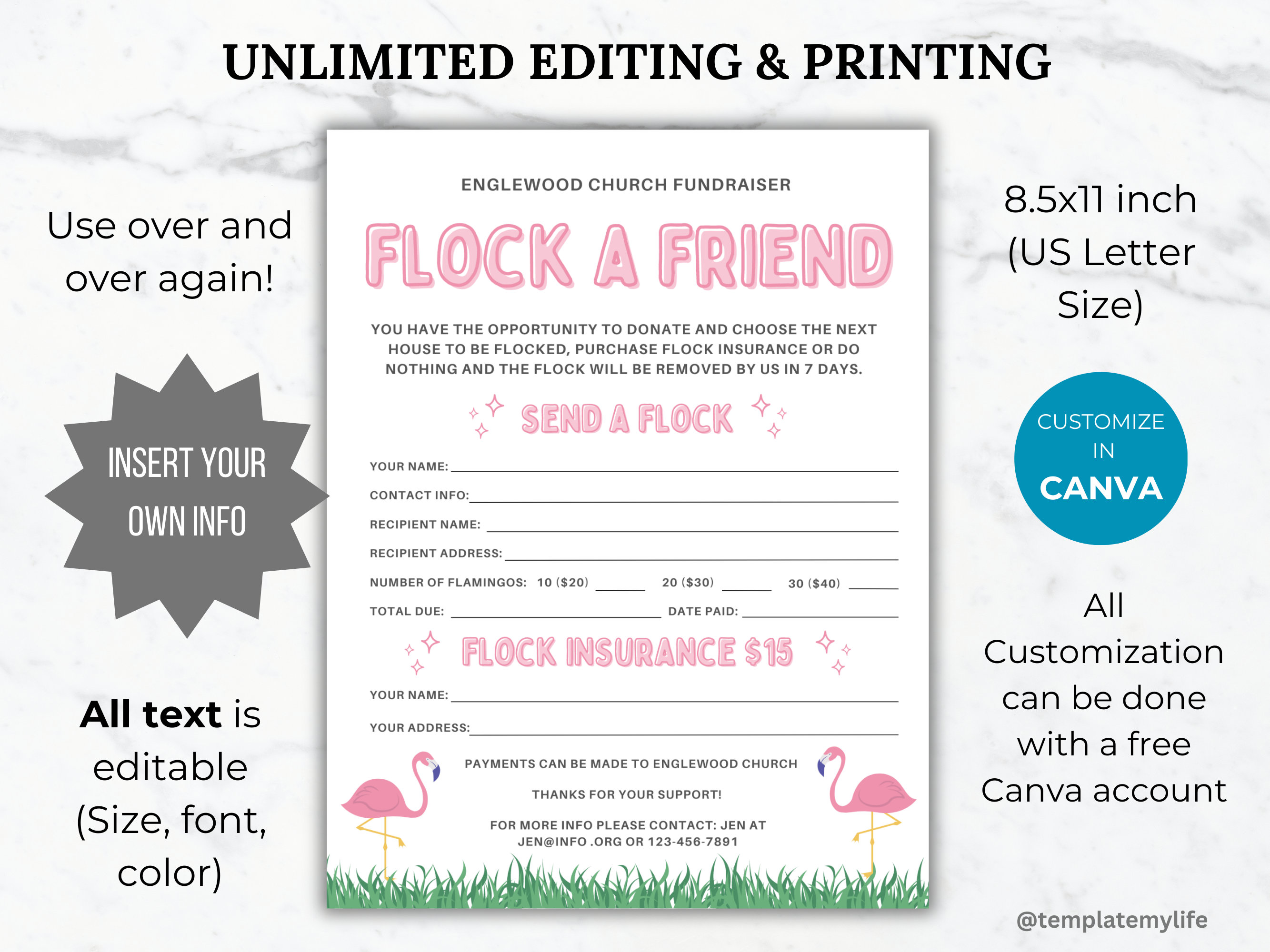Flock My Yard Form and Notice Template Bundle Flock a Friend Printable ...