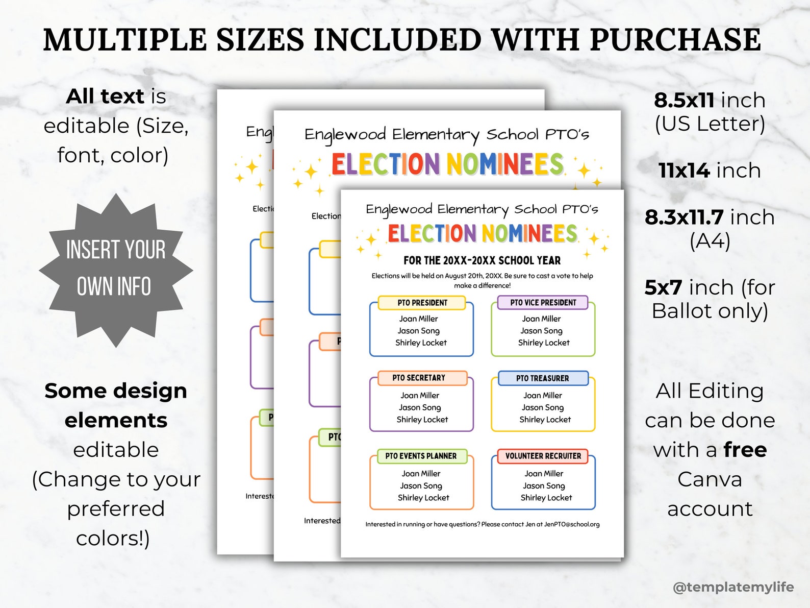 PTO Election Flyer Bundle PTA Election Templates Pto Member Recruitment ...