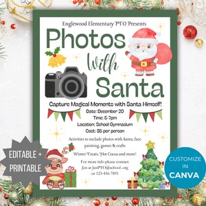 Photo With Santa Christmas Fundraiser Flyer PTO Template Holiday ...