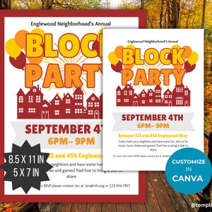 Fall Block Party Invite Template Neighborhood Thanksgiving Party Flyer ...