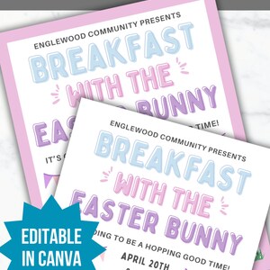 Breakfast With Easter Bunny Flyer Printable Fundraiser Flyer Spring ...