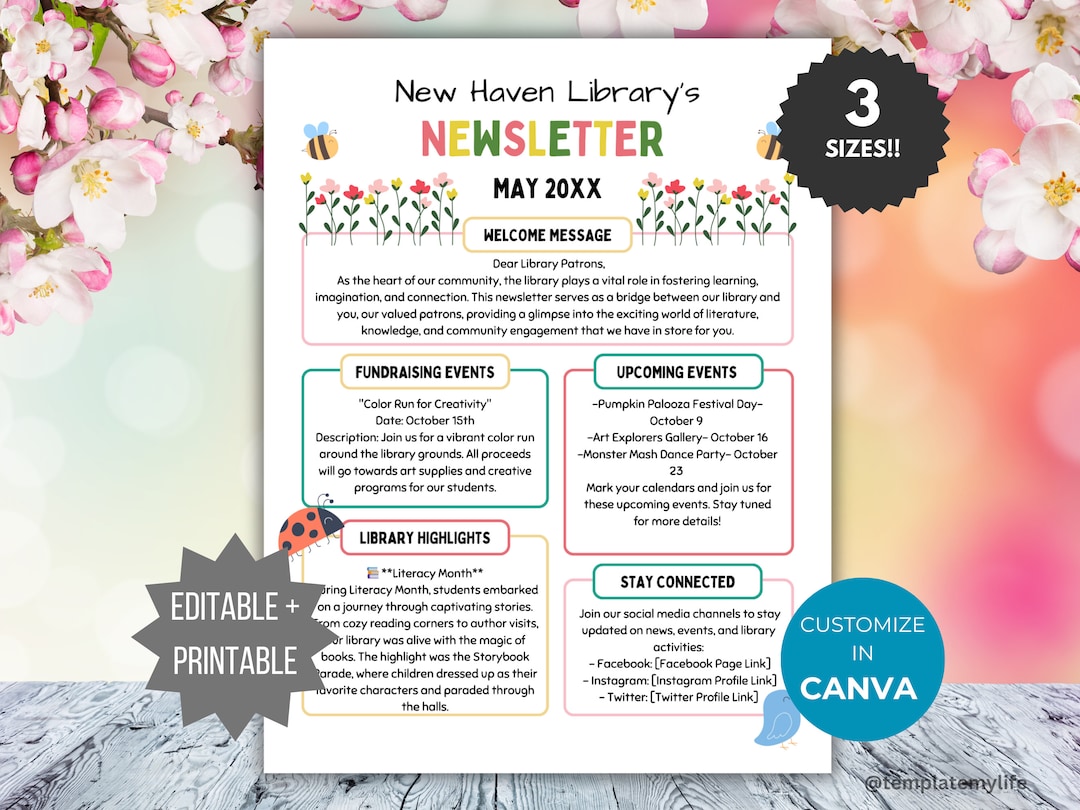 Spring Newsletter Flyer Printable Community Newsletter Template Library ...