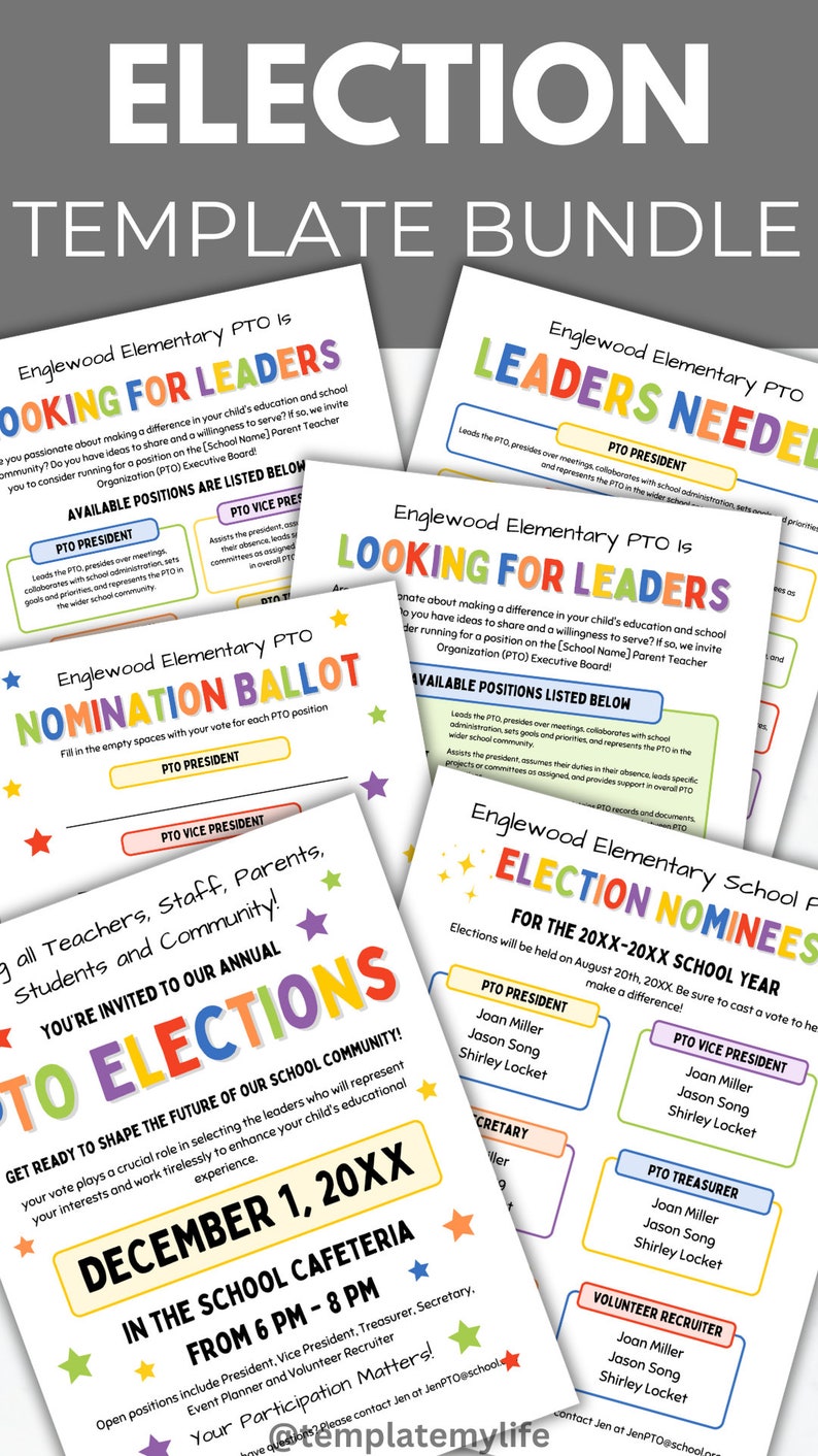PTO Election Flyer Bundle PTA Election Templates Pto Member Recruitment ...