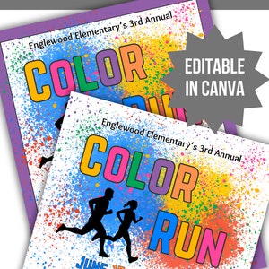 Color Run Flyer Invite Printable Poster Business Fundraiser Flyer ...