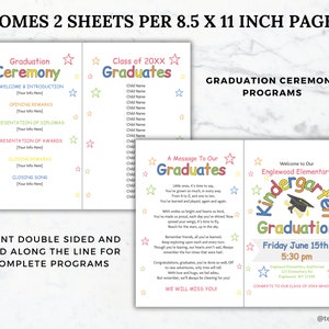 Editable Kindergarten Graduation Program Template Commencement Program ...