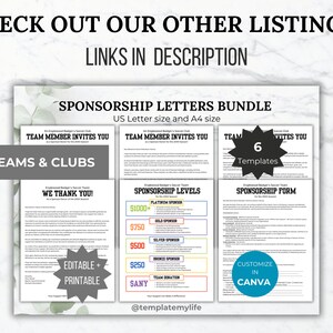 PTA Sponsorship Form Printable PTO Sponsorship Letter Editable Business ...
