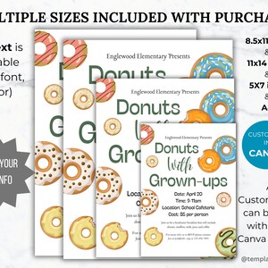 Editable Donuts With Grownups Flyer Invite Breakfast Brunch PTA Flyer ...