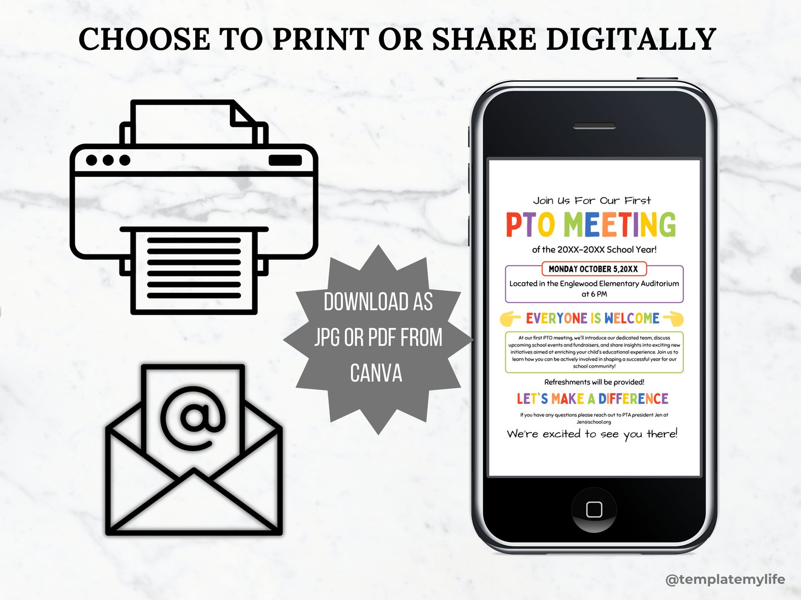 PTA Meeting Flyer PTO Meeting Template Pta Back to School Pto Meeting ...