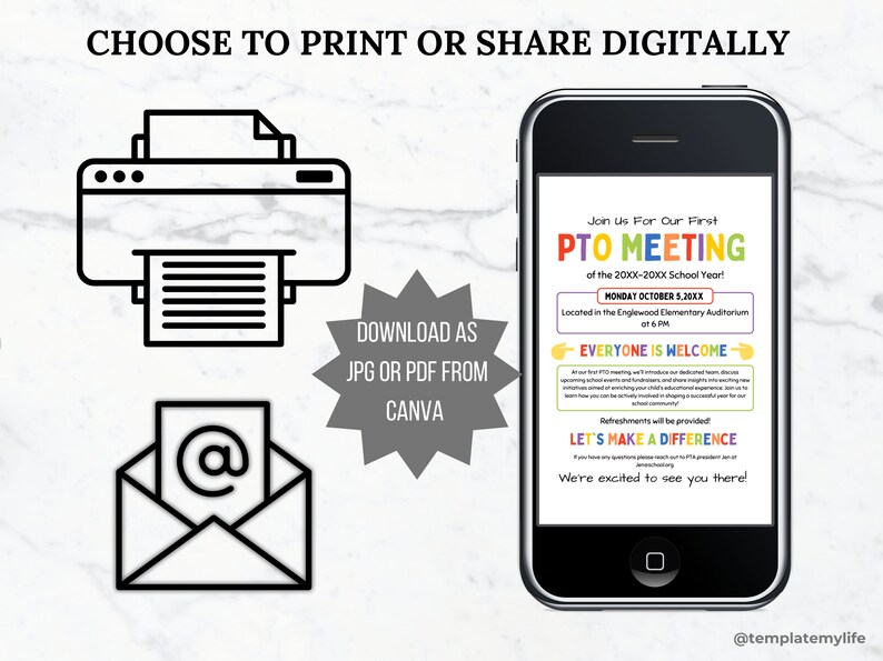 PTA Meeting Flyer PTO Meeting Template Pta Back to School Pto Meeting ...