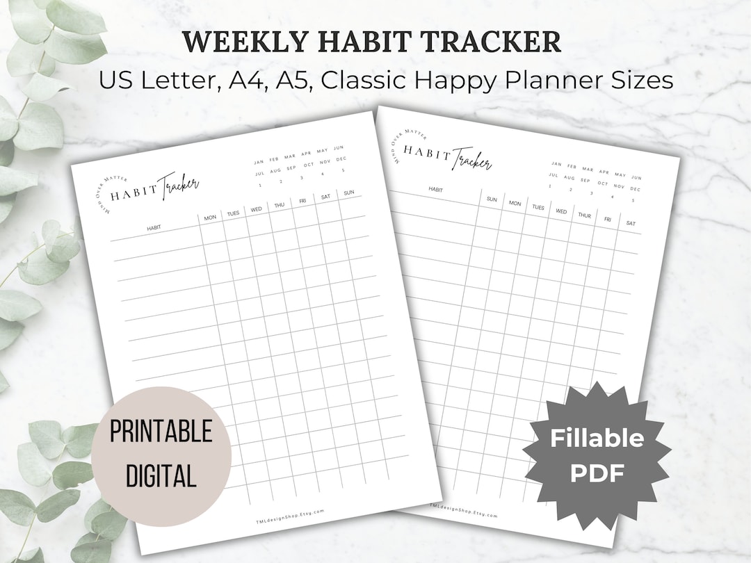 Daily Habit Tracker Printable Healthy Habit Tracker Health Planner ...