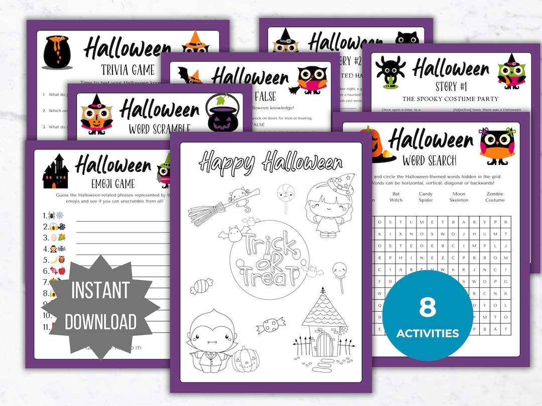 Printable Kid Halloween Activity for Kid Fall Party School Activity ...