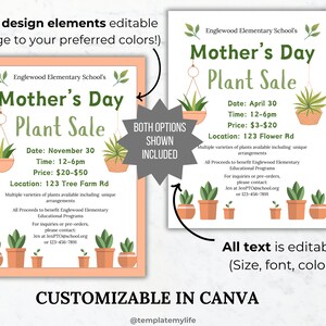 Mothers Day Fundraiser Flyer Template Plant Sale Flyer Editable Flower ...