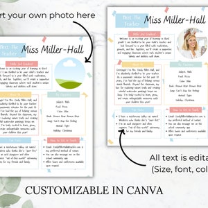 Meet the Teacher Editable Canva Template Class Newsletter Printable ...