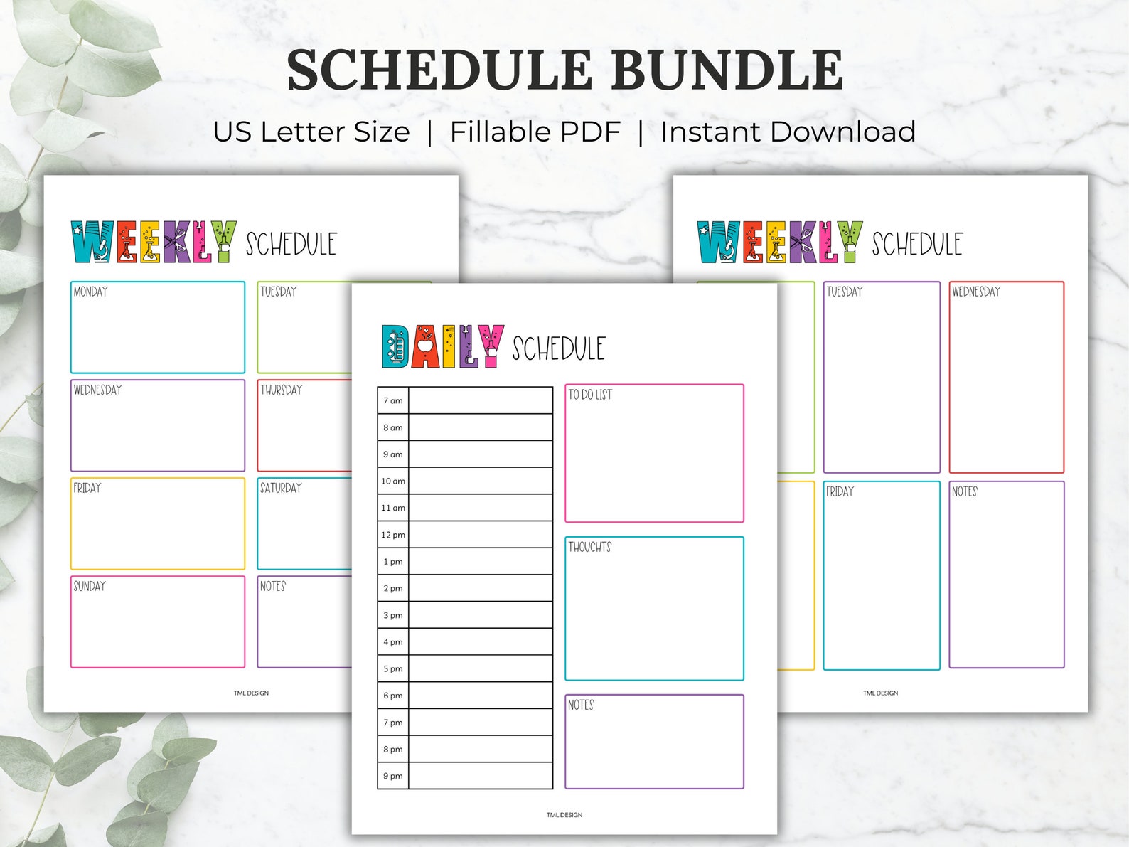 Kids Daily and Weekly Schedule Printable Bundle Kids Schedule - Etsy