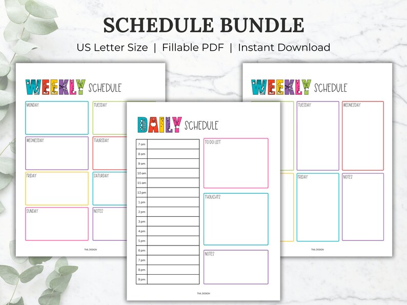 Kids Daily and Weekly Schedule Printable Bundle Kids Schedule - Etsy
