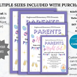 Easter Parents Night Out Flyer Template PTO School Fundraiser PTA Flyer ...