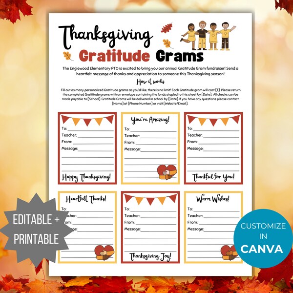 Thanksgiving Gratitude Grams - Etsy