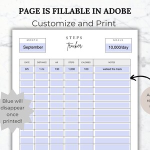 Step Tracker Printable Fitness Planner Step Log Wellness Journal Daily ...