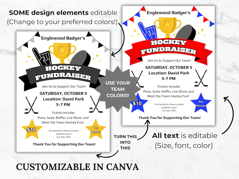 Editable Hockey Fundraiser Flyer Template Club Hockey Team Fundraiser ...