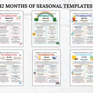 PTA PTO NEWSLETTER Flyer Editable Template Bundle Monthly Classroom ...