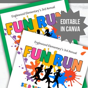 Fun Run Flyer Invite Printable Poster Template Business Fundraiser ...