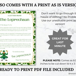 St Patricks Day MINI Leprechaun Letter Printable Leprechaun Gold Mini ...