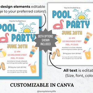 Pool Party Invite Template Summer Party Invite Flyer PTO PTA Template ...
