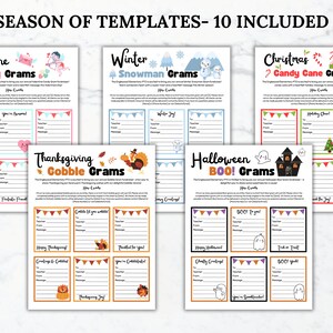 Seasonal Candy Gram Flyer PTO Template Holiday Candy Gram Printable ...
