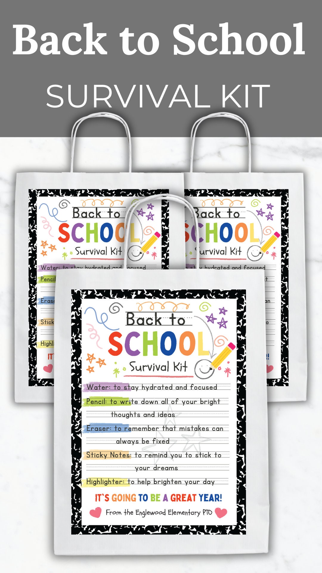 Teacher School Survival Kit Editable Template Back to School Classroom ...