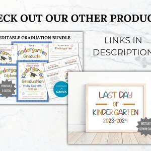 Editable Kindergarten Graduation Sign Template Last Day of School ...