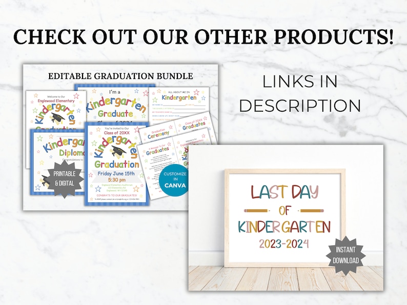 Editable Kindergarten Graduation Sign Template Last Day of School ...