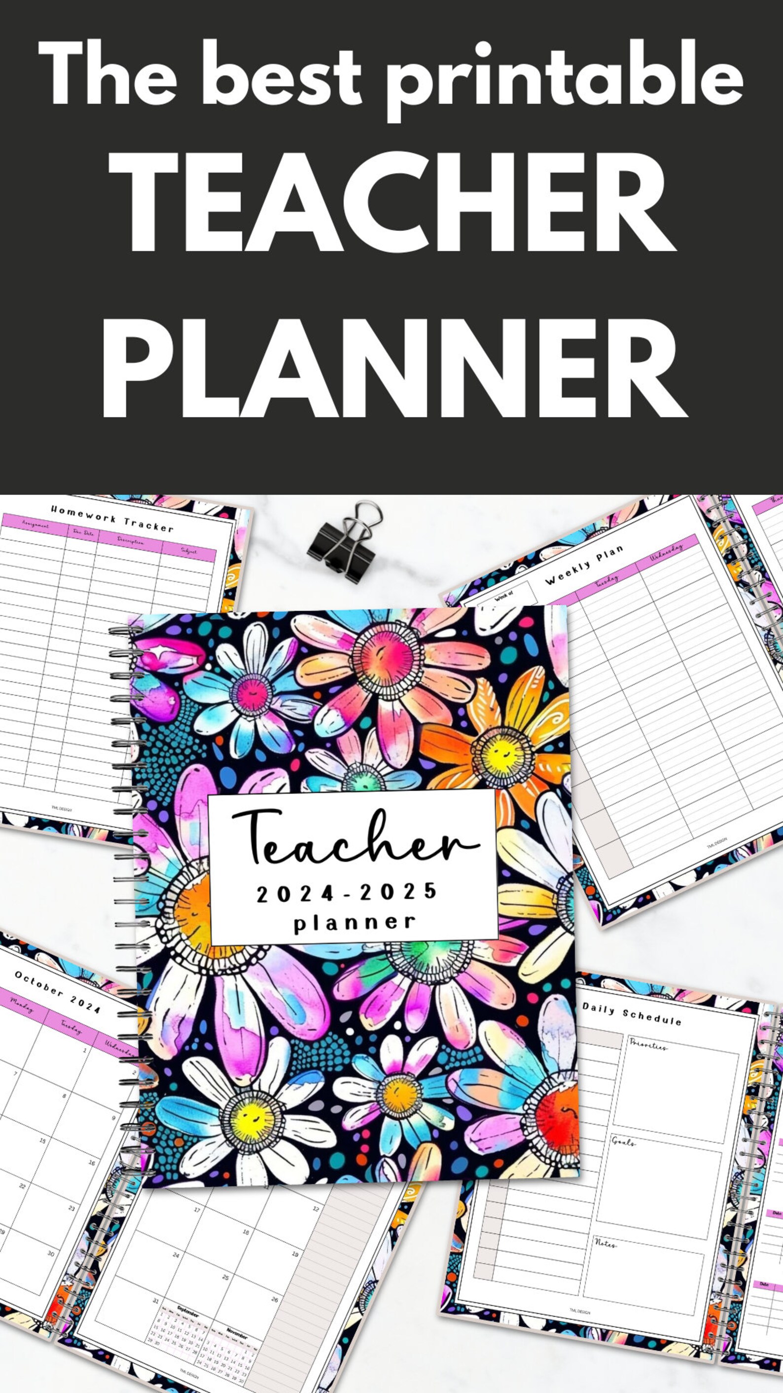 Teacher Planner Printable 2024-2025 School Calendar Lesson Planner ...