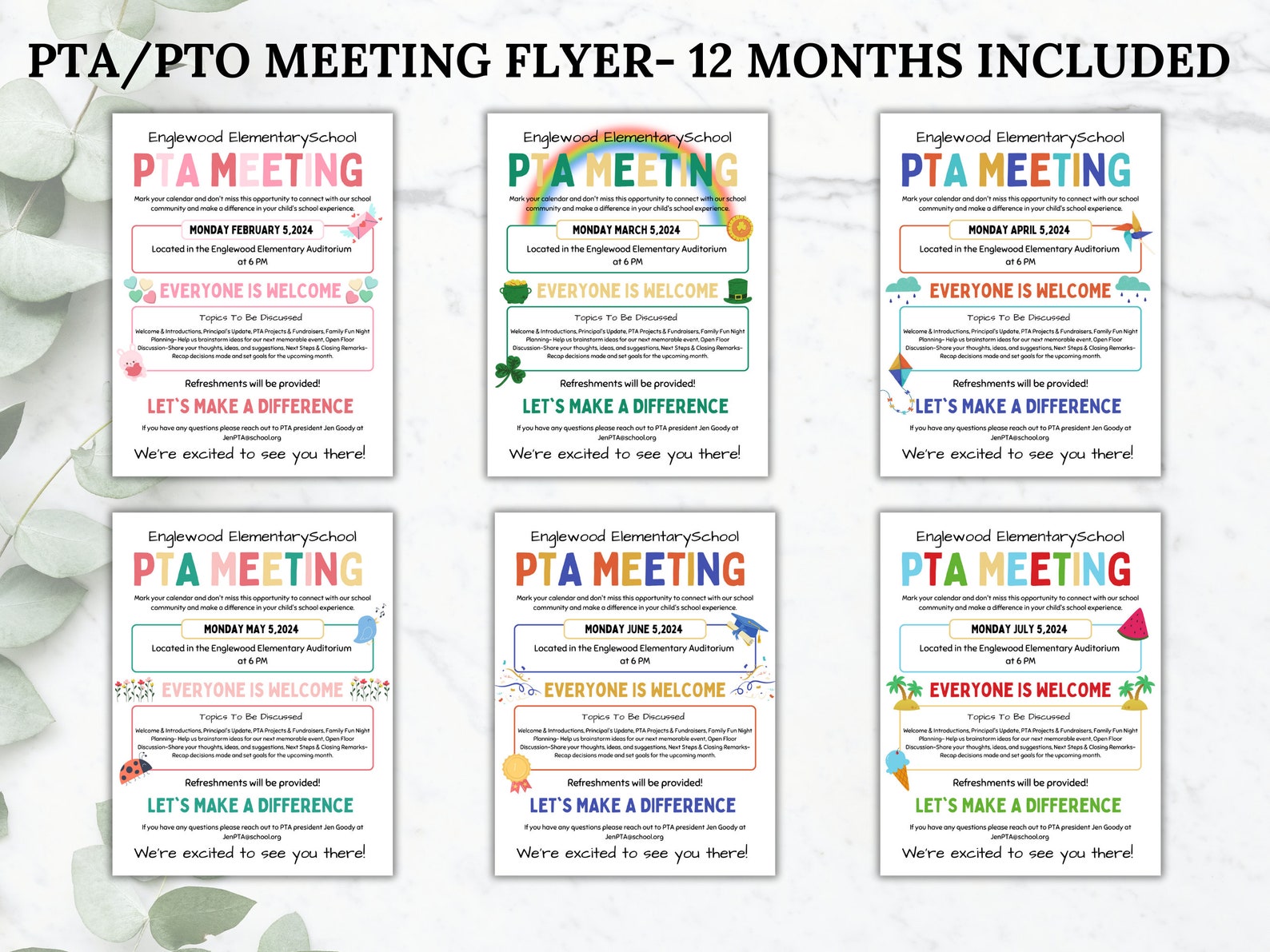 PTA Flyers Bundle Pto Template Pta Newsletter Flyer Editable - Etsy