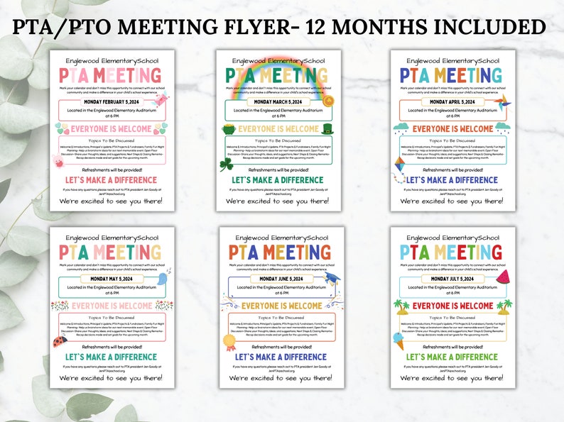 PTA Flyers Bundle Pto Template Pta Newsletter Flyer Editable - Etsy