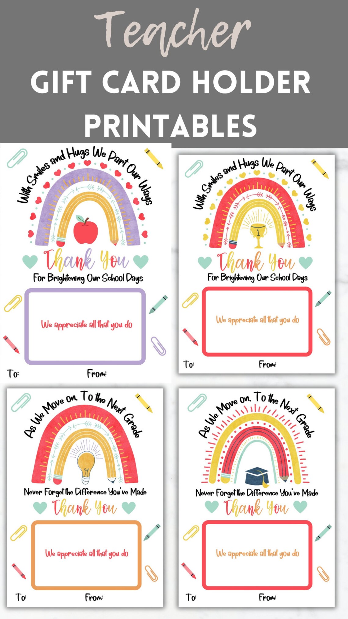 End of Year Teacher Gift Card Holder Printable Teacher - Etsy