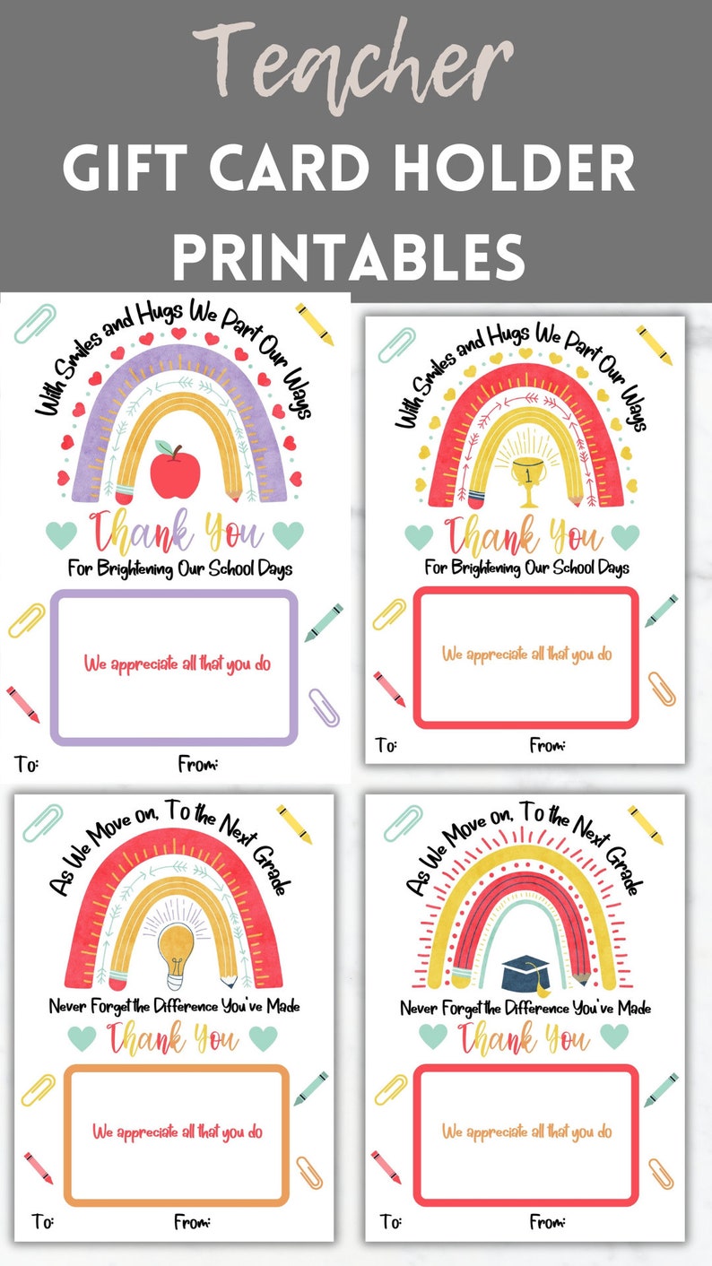 End of Year Teacher Gift Card Holder Printable Teacher - Etsy
